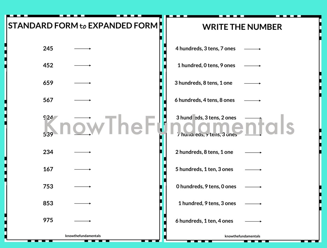 Place Value Worksheet | Place Value Chart Poster Mat | Expanded Form ...
