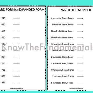 Place Value Worksheet | Place Value Chart Poster Mat | Expanded Form ...