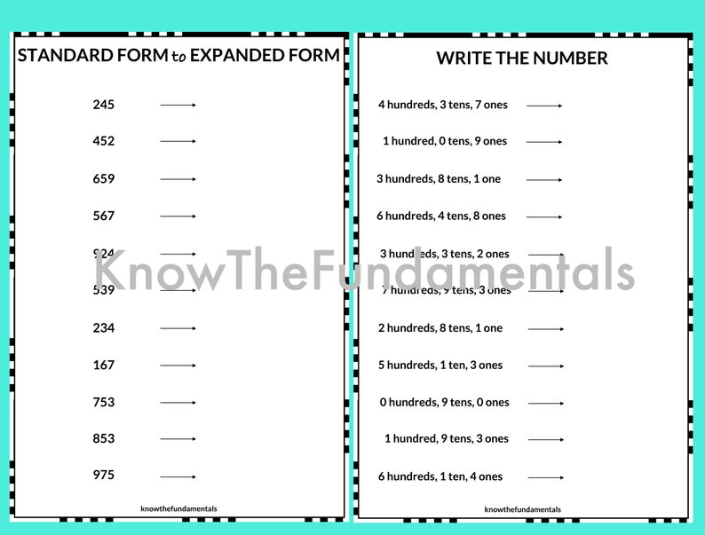 Place Value Worksheet | Place Value Chart Poster Mat | Expanded Form ...