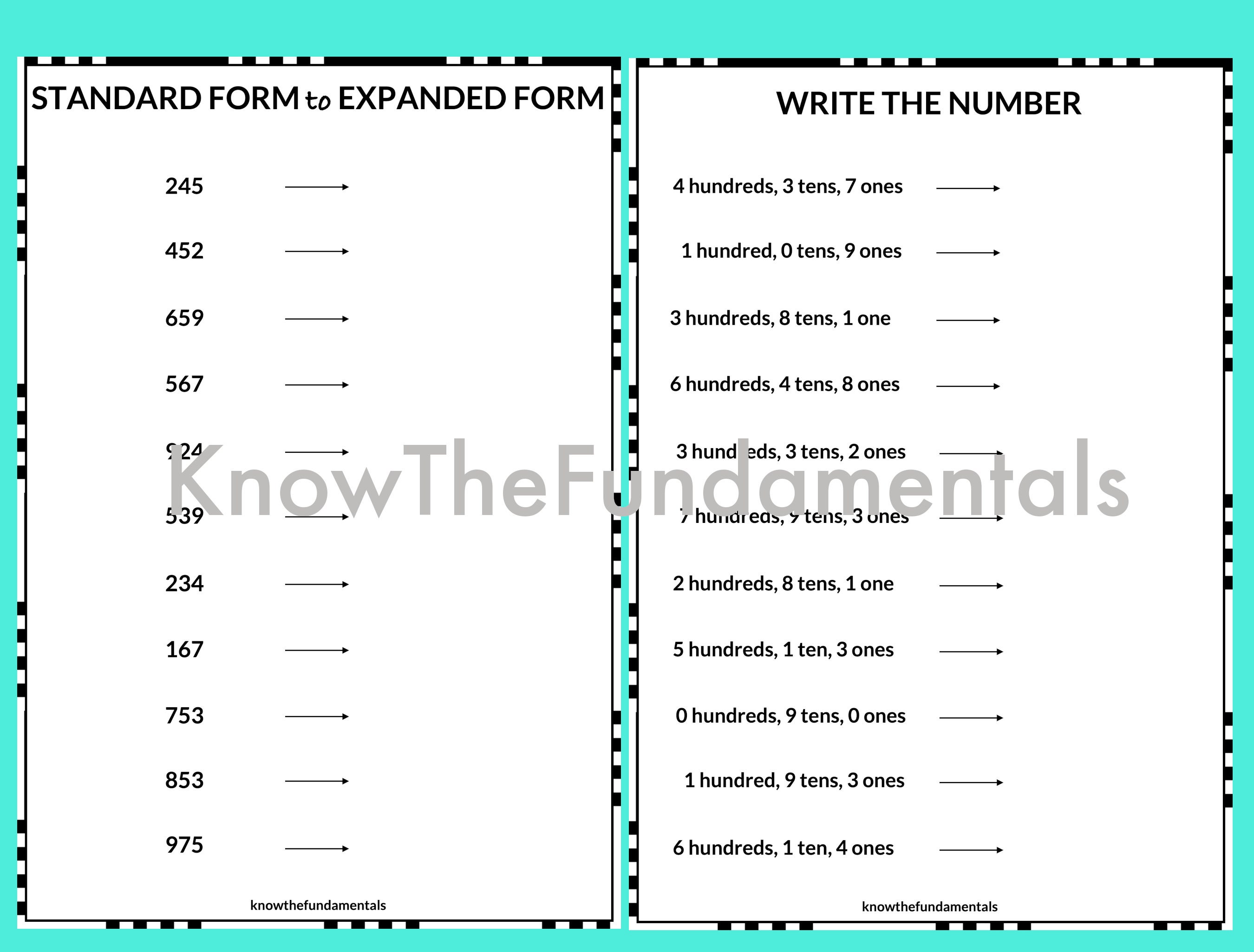 Place Value Worksheet | Place Value Chart Poster Mat | Expanded Form ...