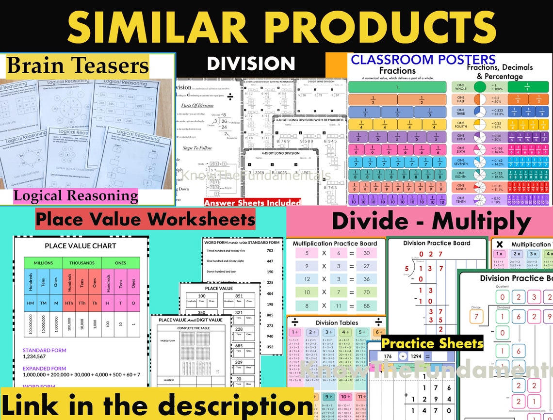 Multiplication Practice Worksheets Area Model Box Method 2nd 3rd 4th ...