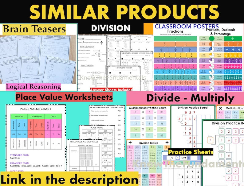 Multiplication Practice Worksheets Area Model Box Method 2nd 3rd 4th ...