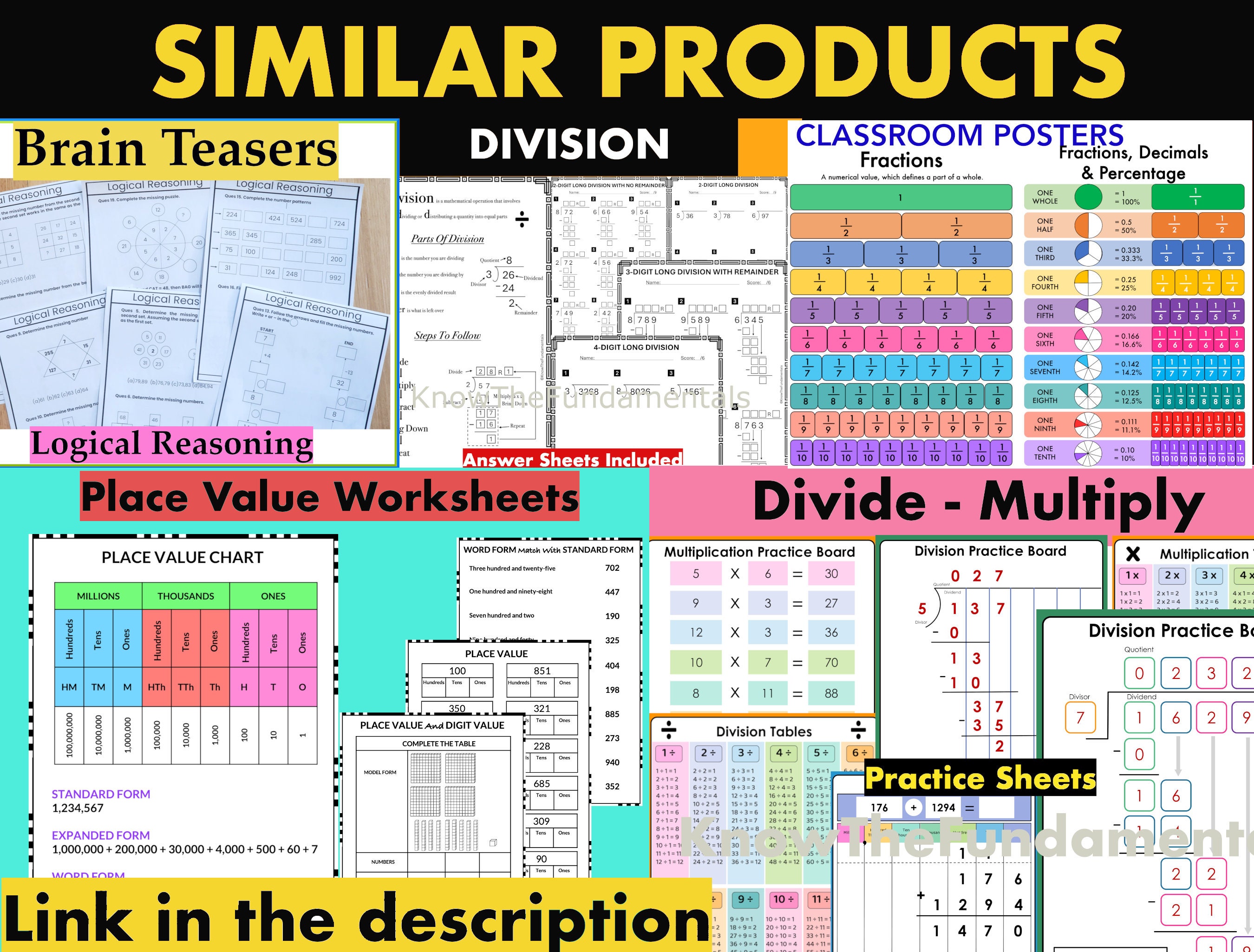 Multiplication Practice Worksheets Area Model Box Method 2nd 3rd 4th ...