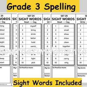 Grade 3 Spelling Words Year 3 English Worksheet 3rd Grade Morning Work ...