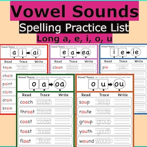 Long Vowel Teams Digraphs Worksheets 1st Grade Spelling Grade 1 ...