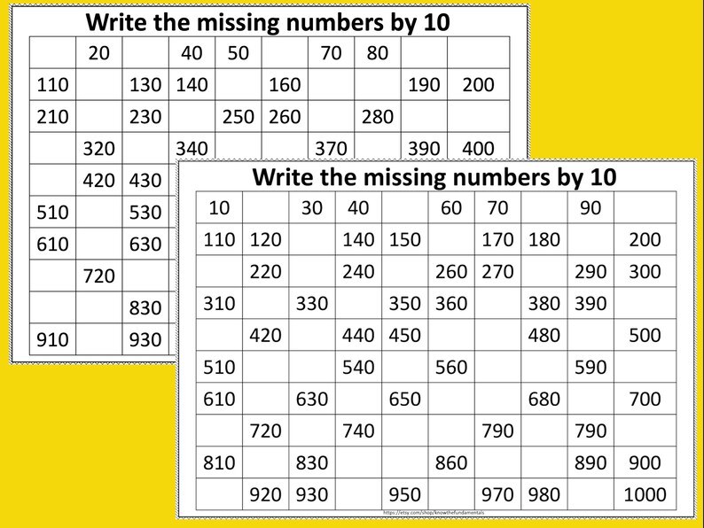 Fill in the Missing Numbers | Missing Numbers 1 to 100 | 1000's Chart ...