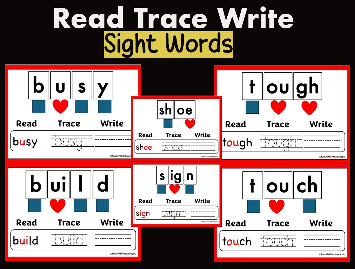 Heart Words First Grader Irregular Sight Words 100 High Frequency Word ...
