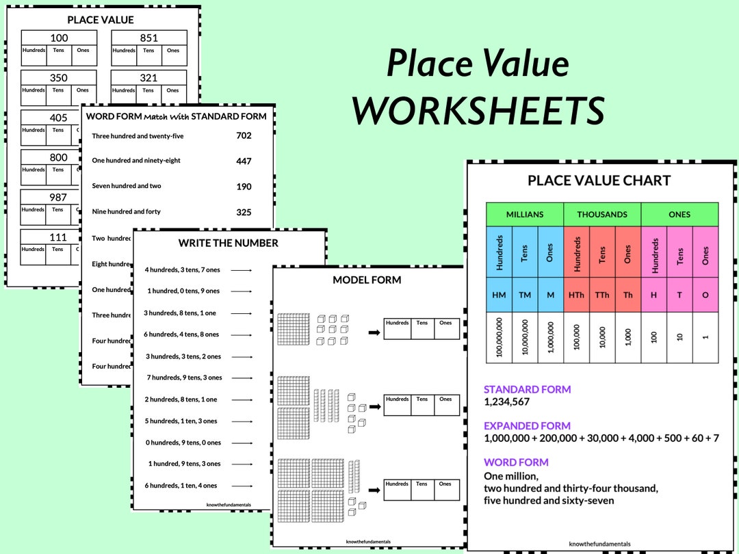 Place Value Worksheet Place Value Chart Poster Mat Expanded Form