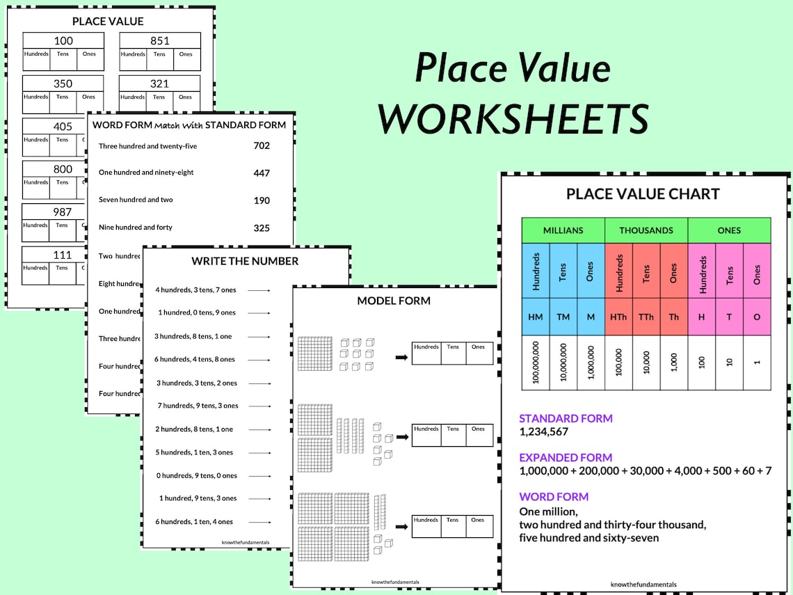 Place Value Worksheet Place Value Chart Poster Mat Expanded Form ...