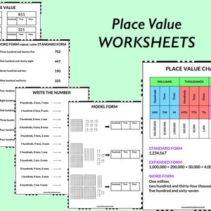 Place Value Worksheet Place Value Chart Poster Mat Expanded Form ...