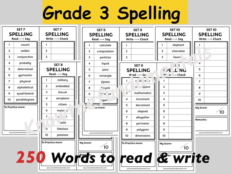 Grade 3 Spelling Words Year 3 English Worksheet 3rd Grade Morning Work ...