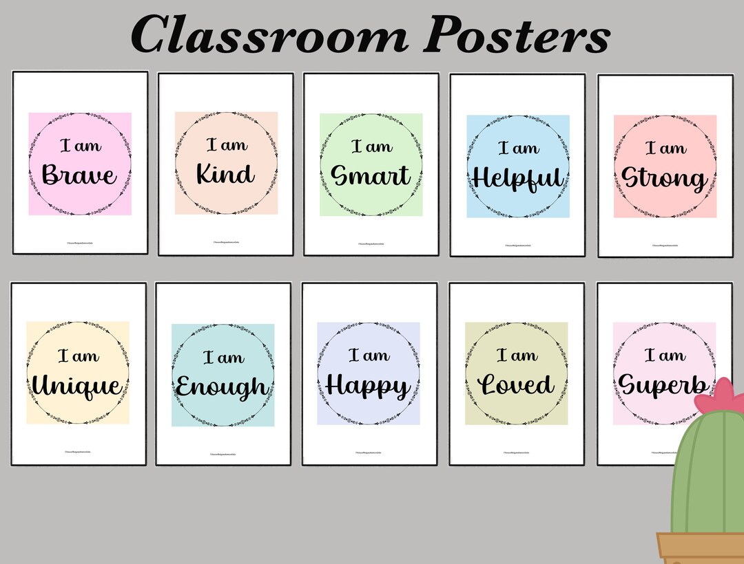 Positive Affirmation Quotes Classroom Posters for Kids Homeschool Decor ...