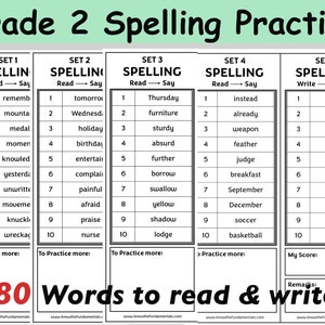 Grade 2 Spelling Vocabulary Year 2 Spelling Words to Practice - Sight ...