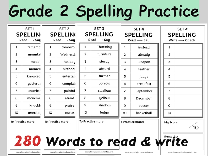 Grade 2 Spelling Vocabulary Year 2 Spelling Words to Practice - Sight ...