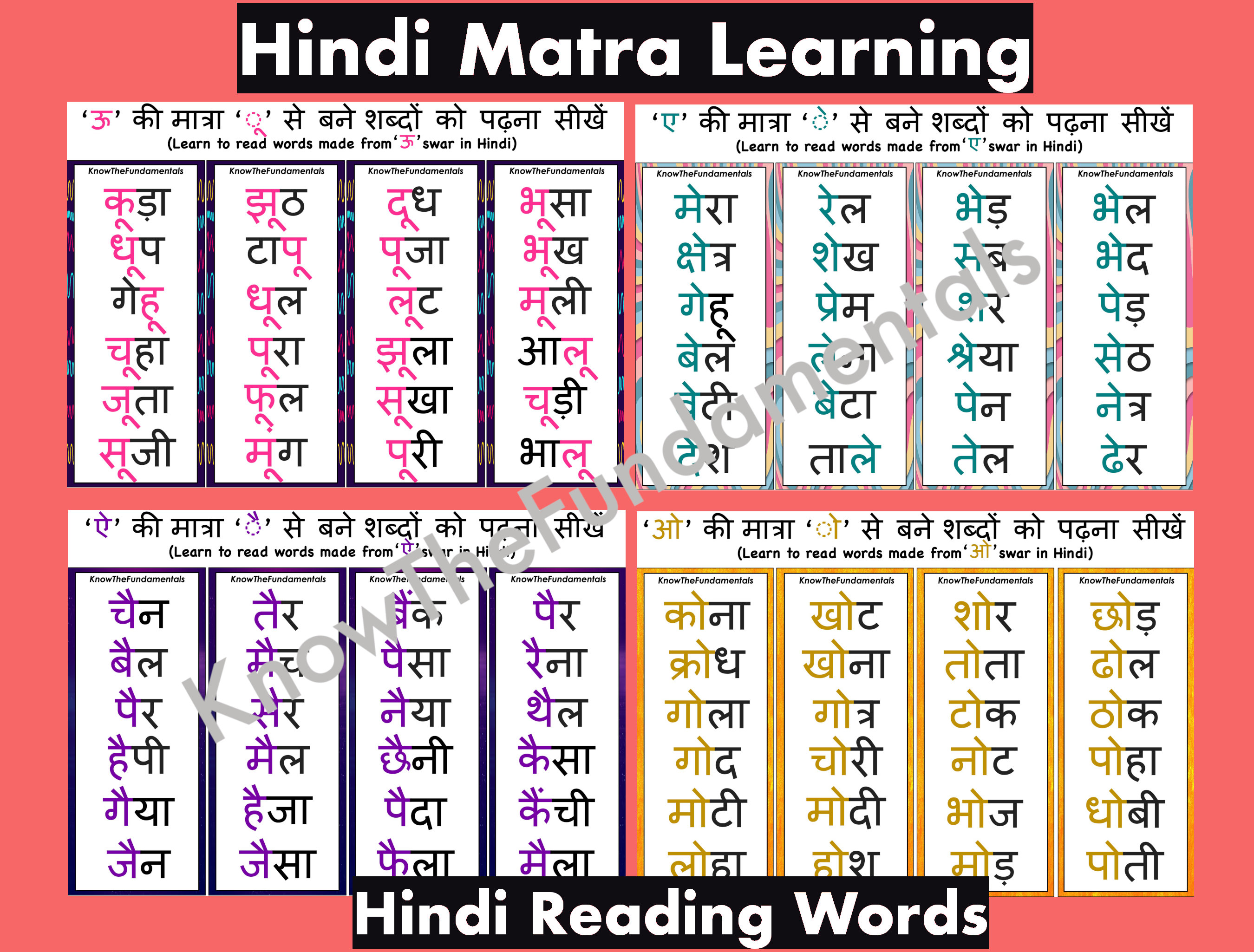 Learn Hindi Reading Practice Book for Beginner | Hindi Learning Resources Worksheet- 70 PAGES ...