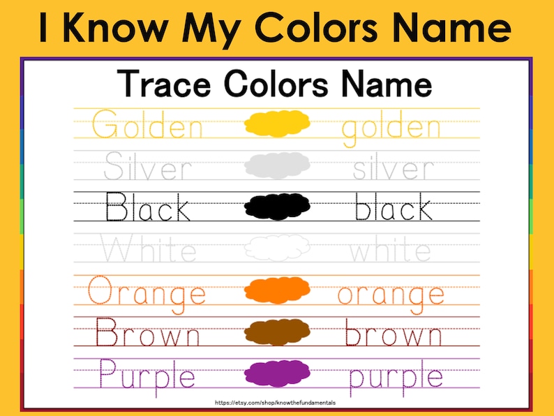 Color Tracing Printable Worksheet , I Know My Colors , Color Busy Book ...