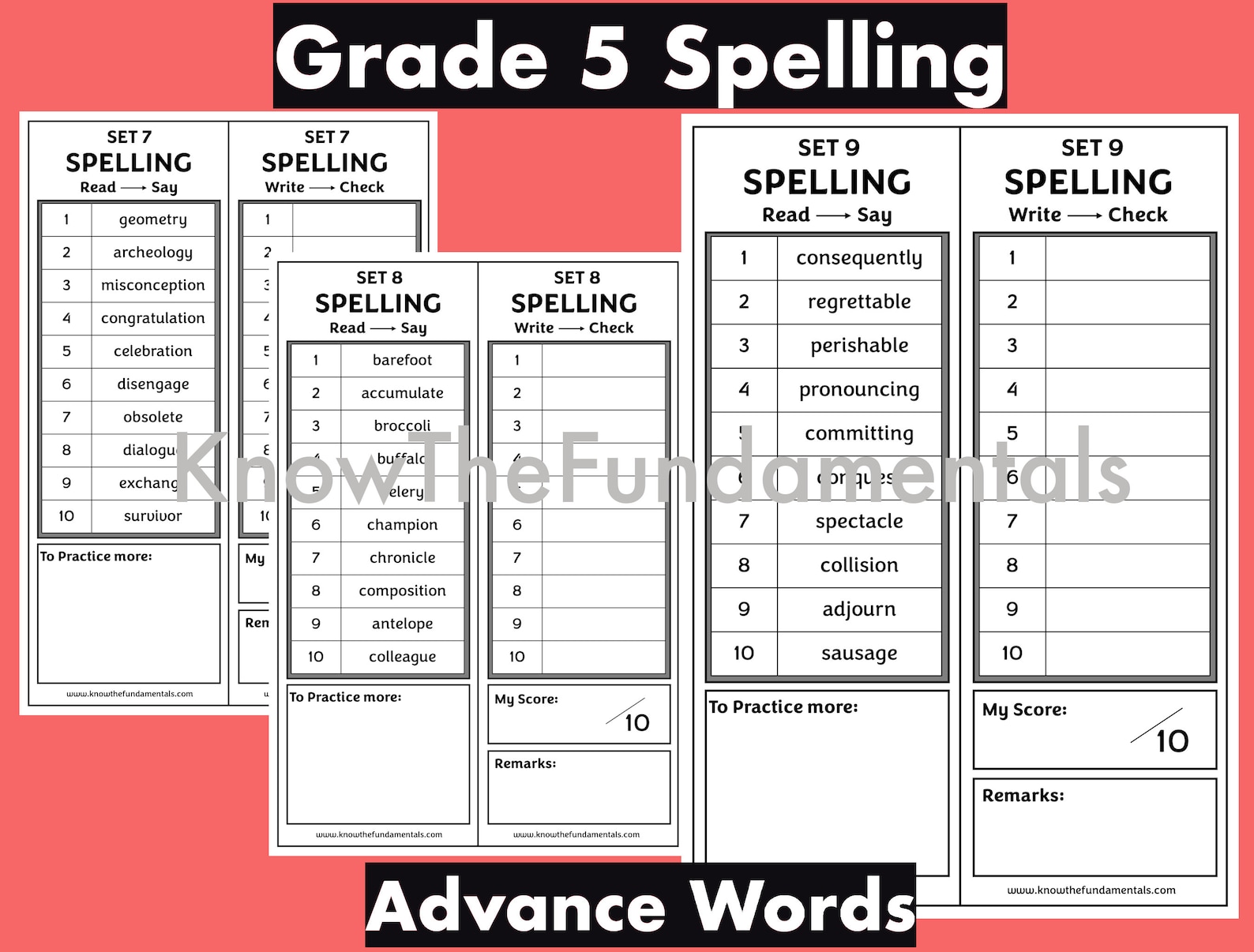 Grade 5 Spelling Words Practice 5th Grade Frequently Misspelled Words ...