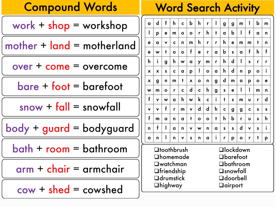 Compound Words Compound Words Activity Compound Words Worksheet for ...