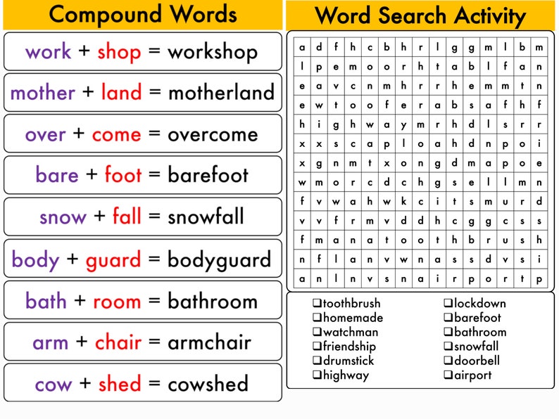 Compound Words Compound Words Activity Compound Words Worksheet for ...