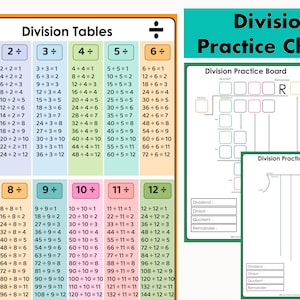 Division Multiplication Posters Math Practice Worksheets and Times ...