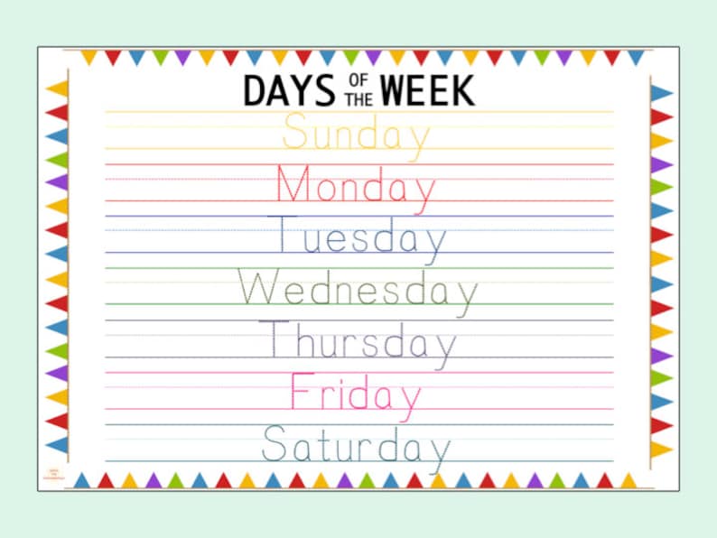Trace Days of the Week Printable Worksheet | Days Tracing Sheets | Days ...