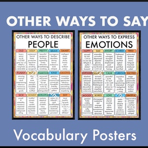Synonyms, Adjective, Verb, Emotion, People English Classroom Poster ...