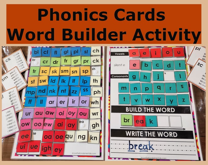 Phonics Cards Word Mapping Activity Spelling Game Alphabet Kindergarten ...
