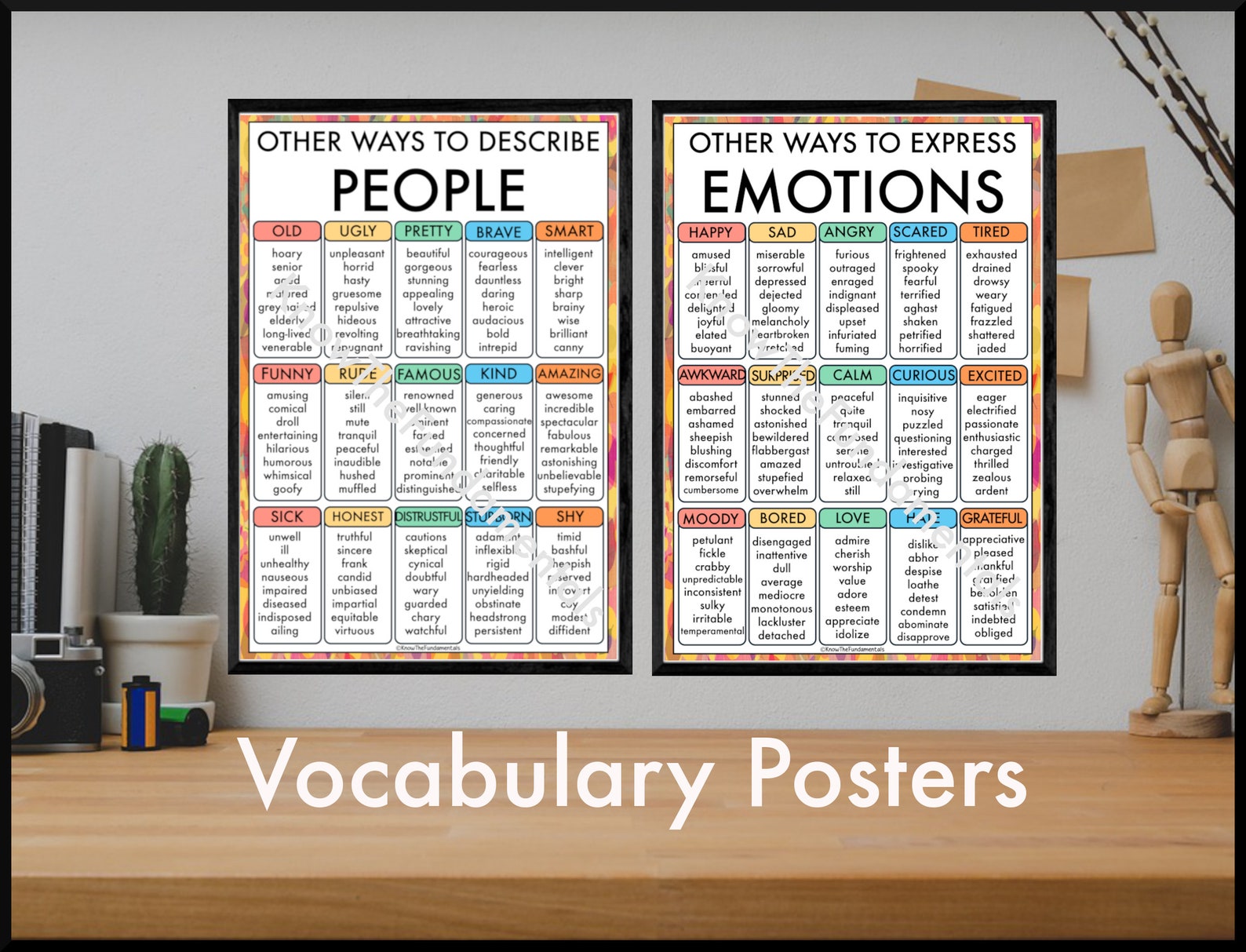 Synonyms, Adjective, Verb, Emotion, People English Classroom Poster ...