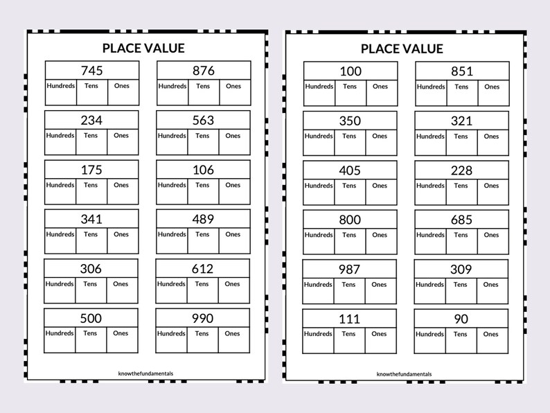 Place Value Worksheet Place Value Chart Poster Mat Expanded Form ...