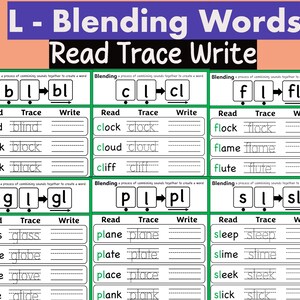 Blends and Digraphs Phonics Practice Worksheets Trace Classroom ...