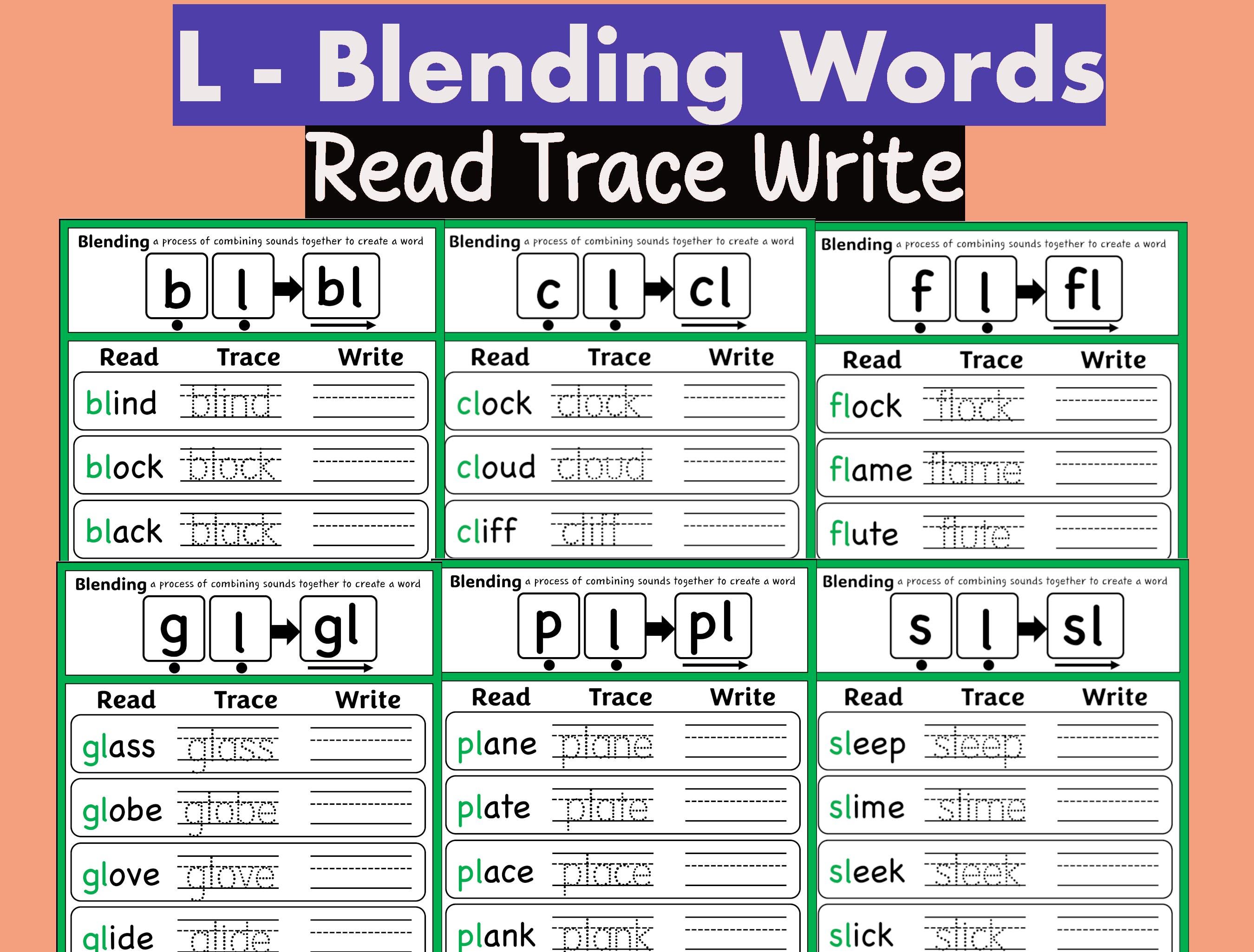 Blends and Digraphs Phonics Practice Worksheets Trace Classroom ...