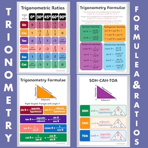 Trigonometry Functions Trigonometric Ratio Geometry Math Posters Right ...