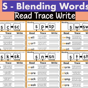 Blends and Digraphs Phonics Practice Worksheets Trace Classroom ...