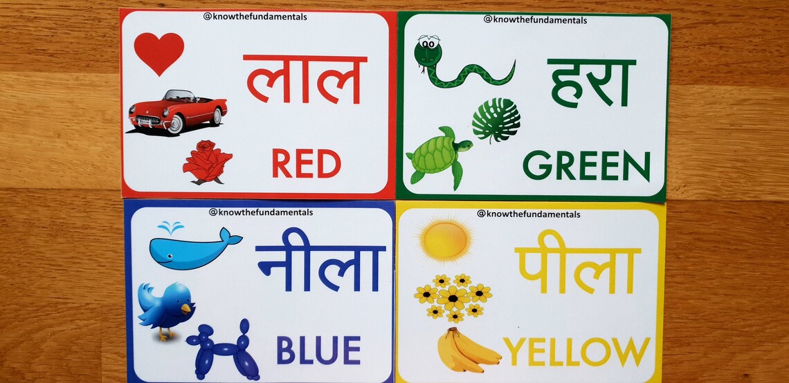 Hindi Color Flashcards Hindi Color Cards Toddler Preschool - Etsy