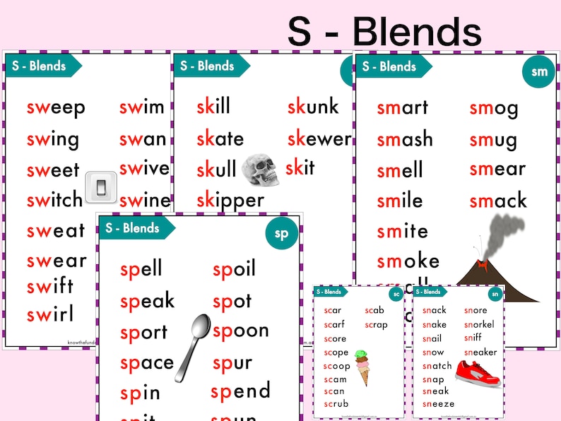 Consonant Blends, Digraph, Phonics Reading, Sight Words, L-blends, R ...