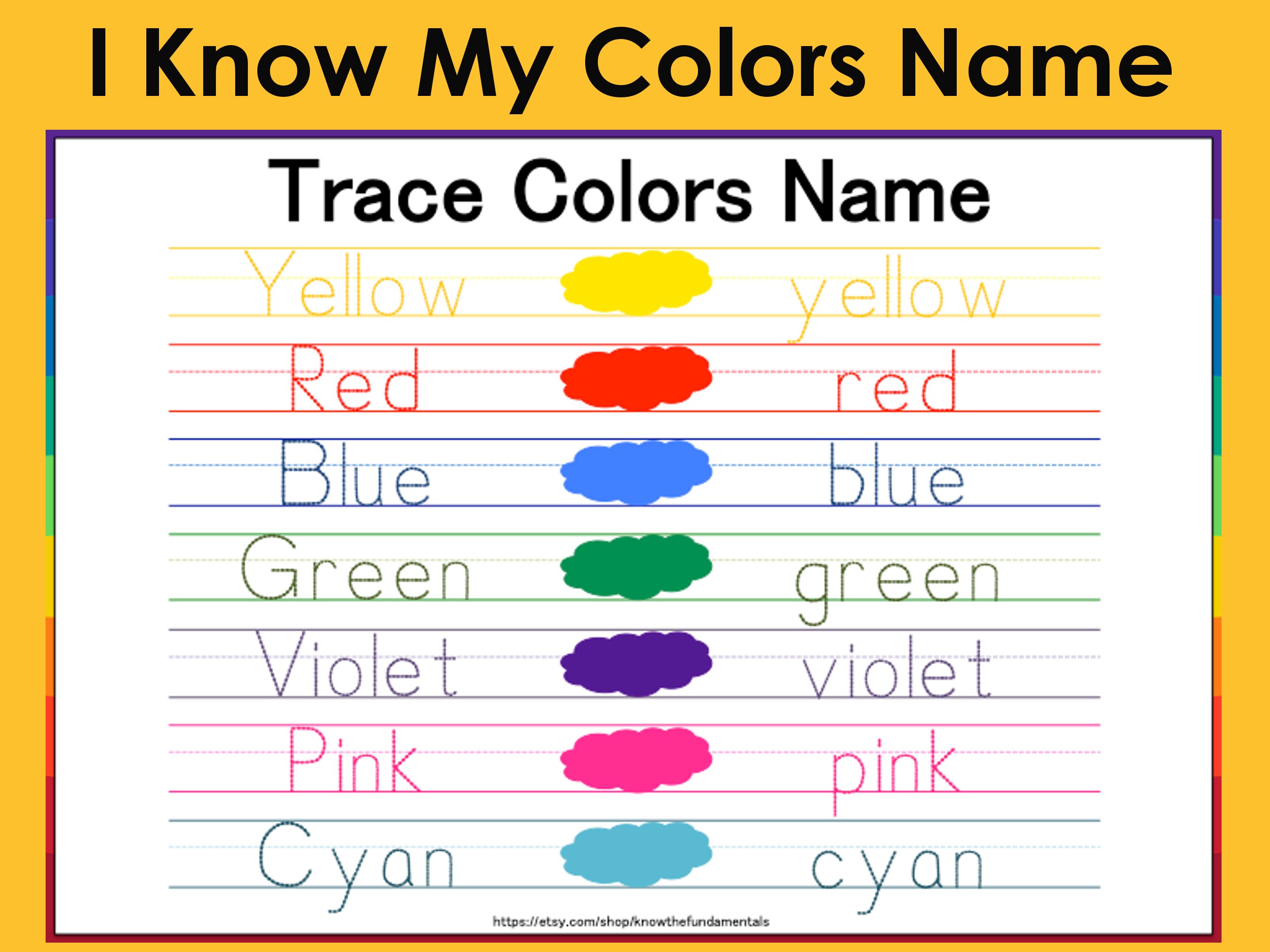 Color Tracing Printable Worksheet , I Know My Colors , Color Busy Book ...