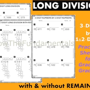 Division Worksheets for 3rd, 4th, and 5th Grade - Short and Long ...