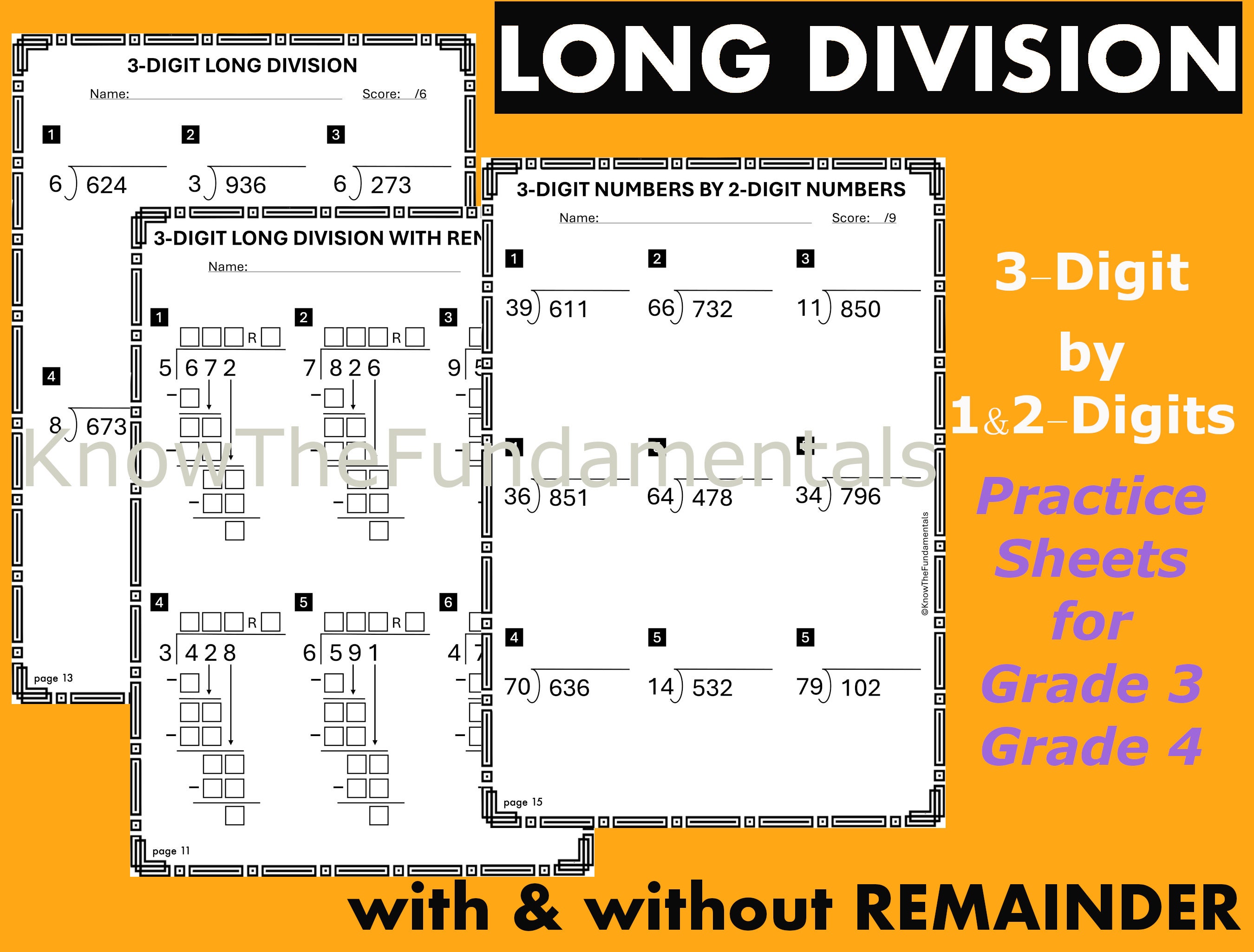 Division Worksheets for 3rd, 4th, and 5th Grade - Short and Long ...
