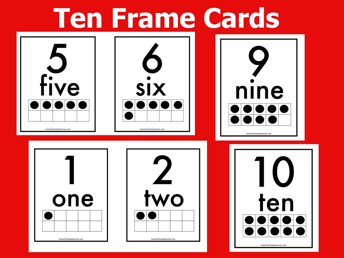 Number 1-10 Flashcards | Tens Frame | Pre-k Kindergarten Addition Worksheets | Preschool Math ...