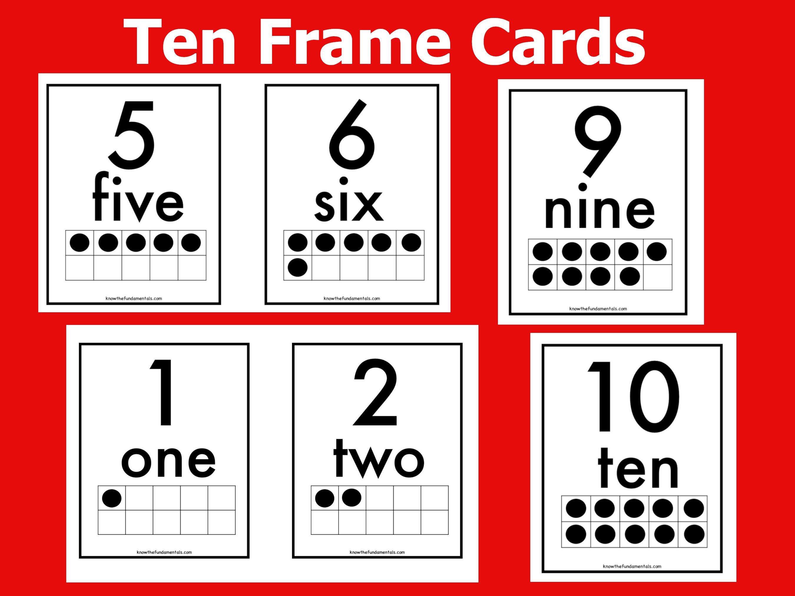 Number 1-10 Flashcards | Tens Frame | Pre-k Kindergarten Addition ...