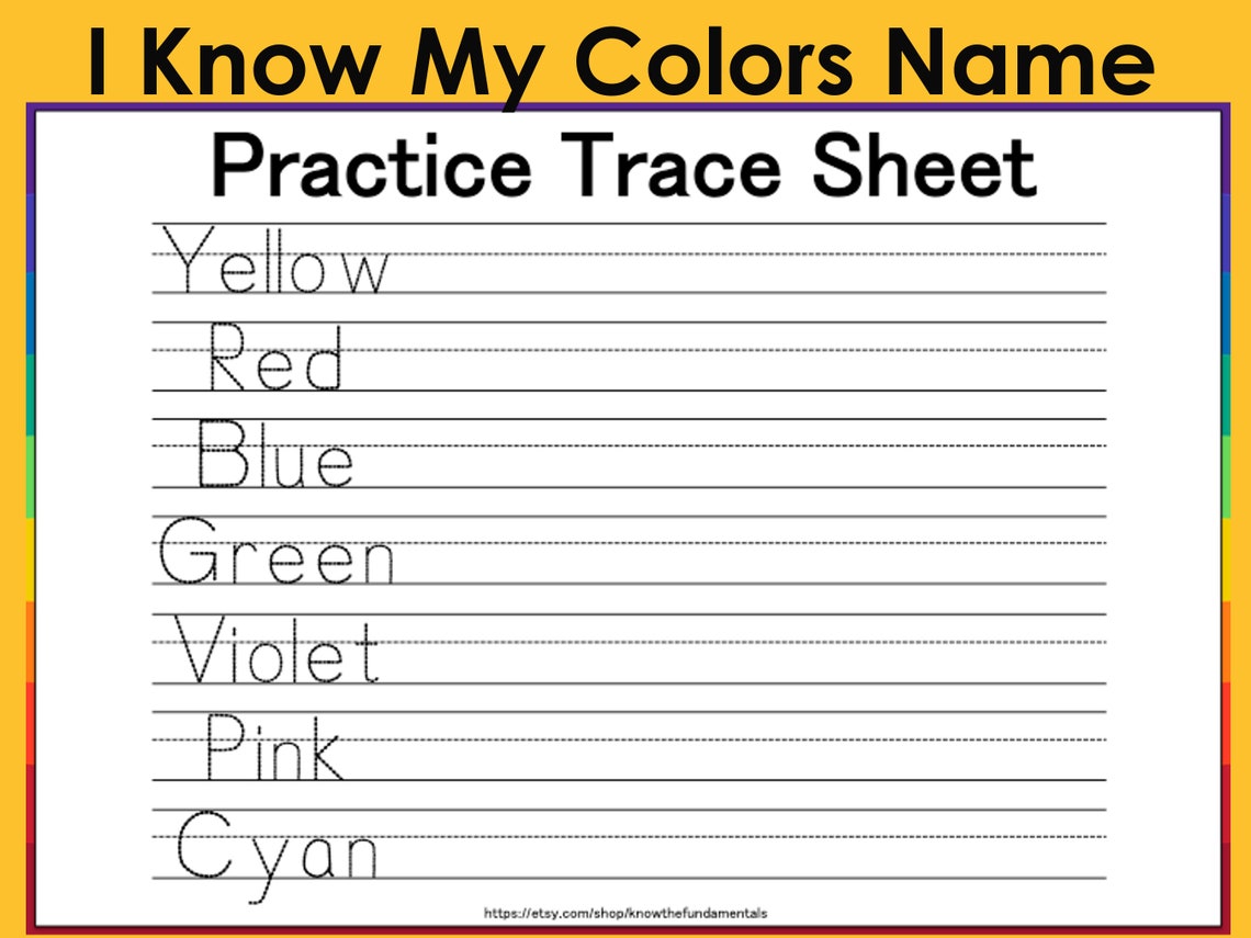 Color Tracing Printable Worksheet , I Know My Colors , Color Busy Book ...