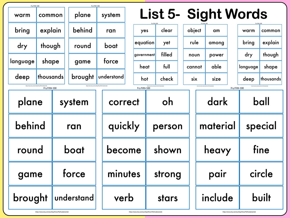 1000 Sight Words Flash Cards | Fry's First High Frequency Words ...