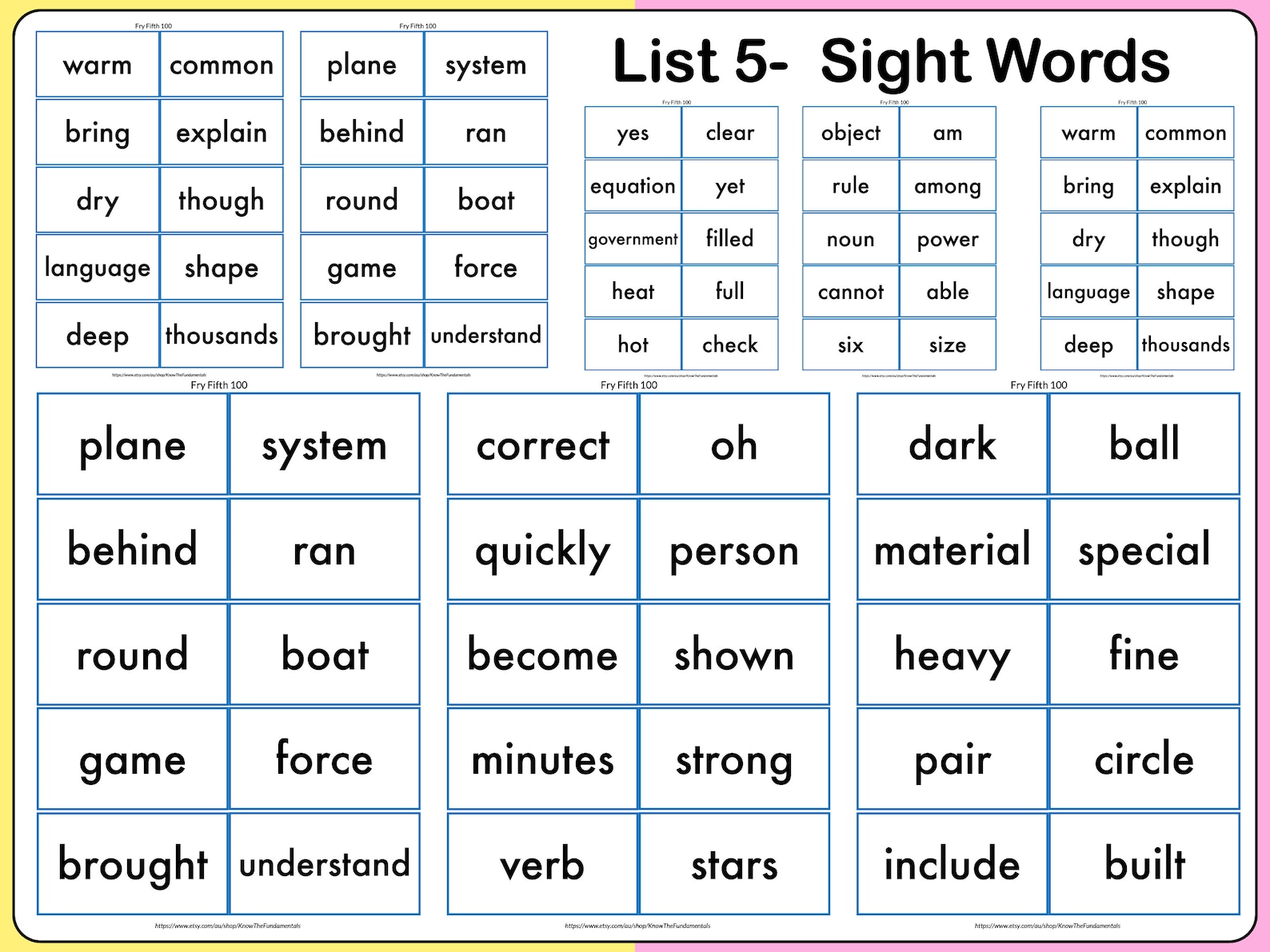 1000 Sight Words Flash Cards | Fry's First High Frequency Words ...