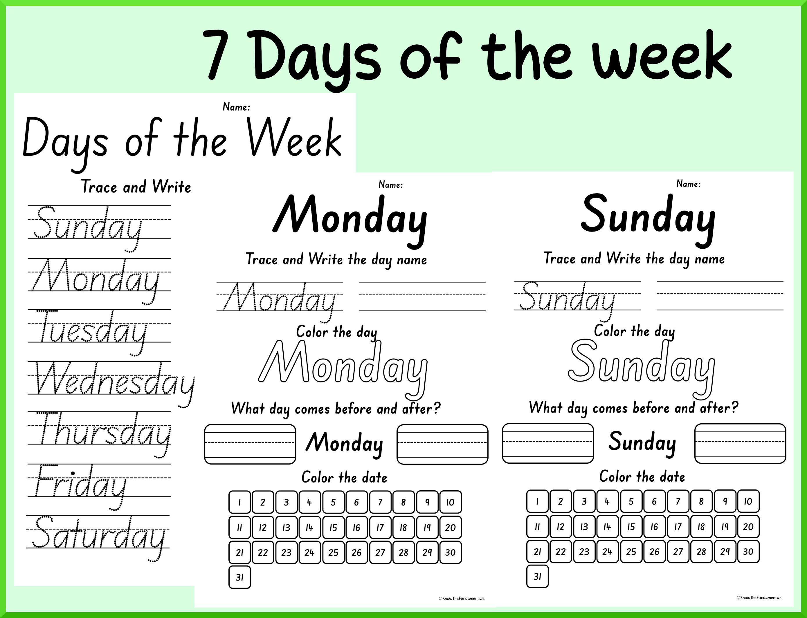 Days of the Week | Months of the Year | Days and Months Printables ...
