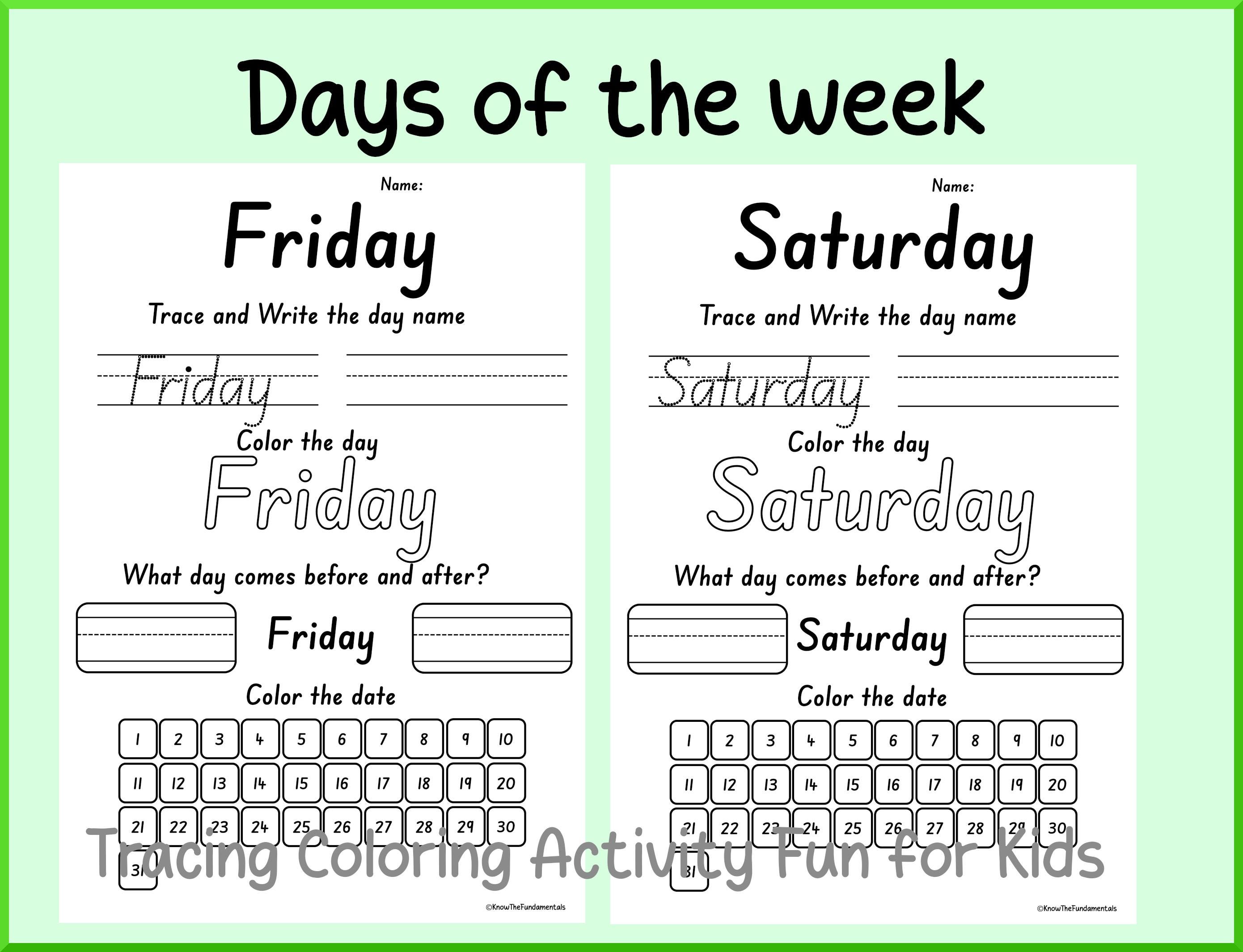 Days of the Week | Months of the Year | Days and Months Printables ...