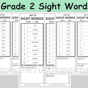 Grade 2 Spelling Vocabulary Year 2 Spelling Words to Practice - Sight ...