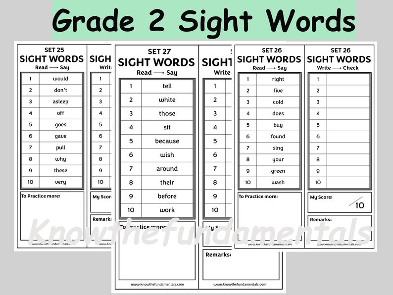 Grade 2 Spelling Vocabulary Year 2 Spelling Words to Practice - Sight ...