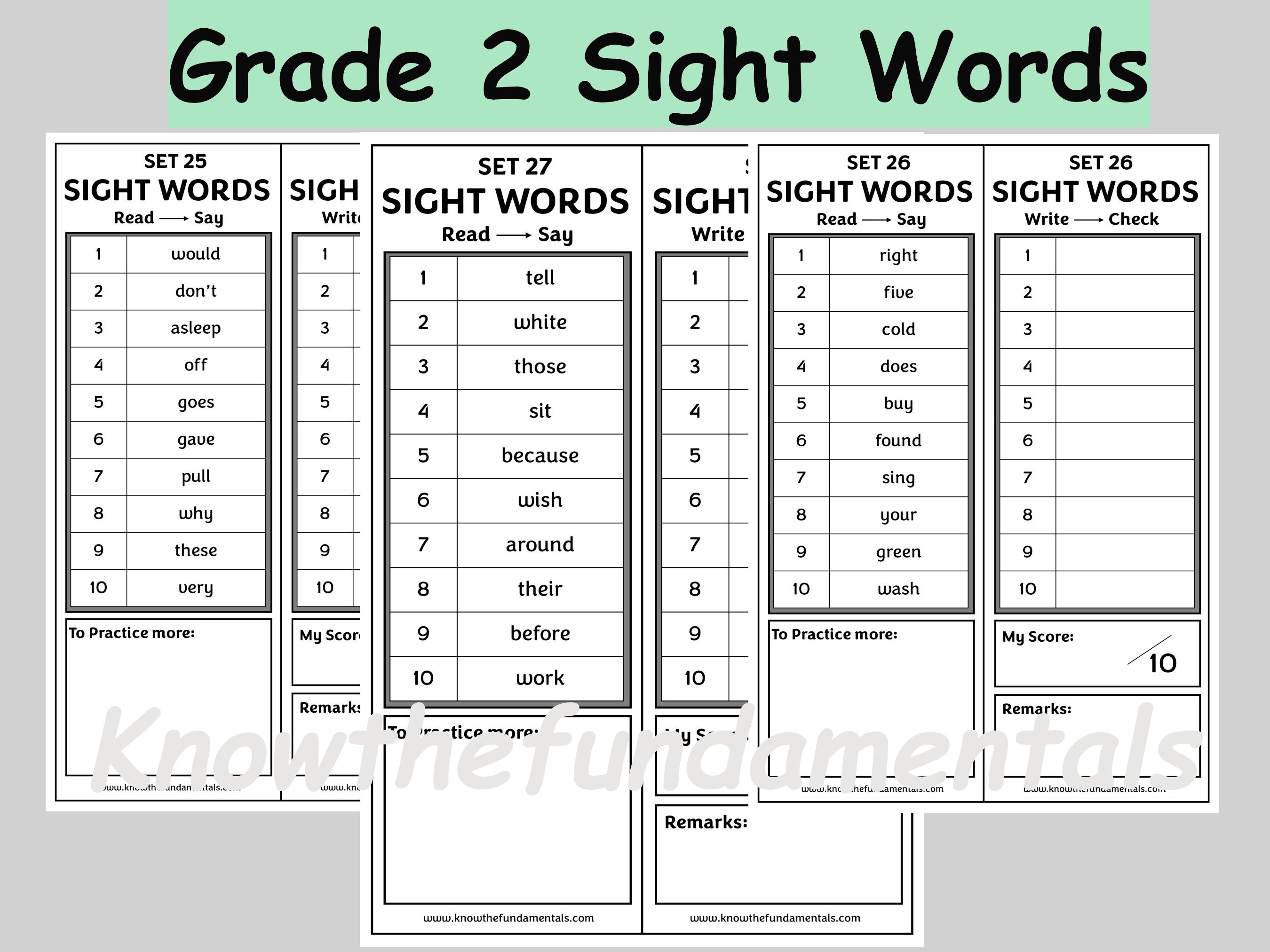 Grade 2 Spelling Vocabulary Year 2 Spelling Words to Practice - Sight ...