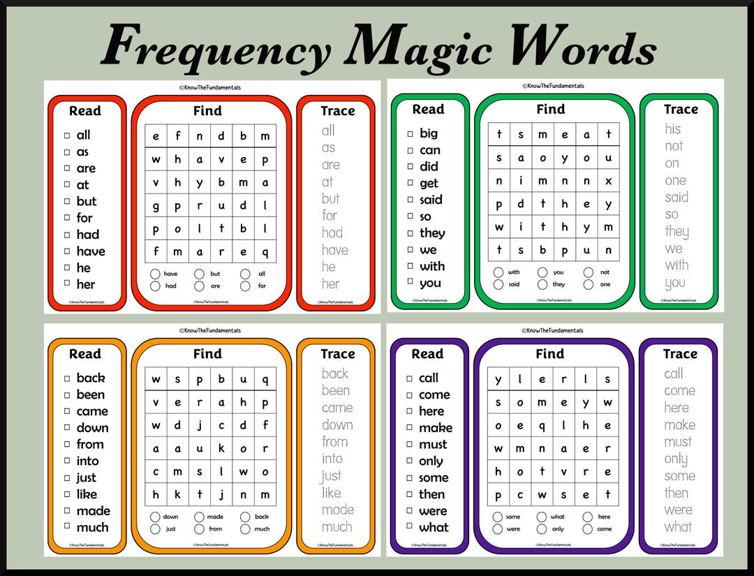 200+ High Frequency Words CVC List Sight Words Kindergarten Grade 1 ...