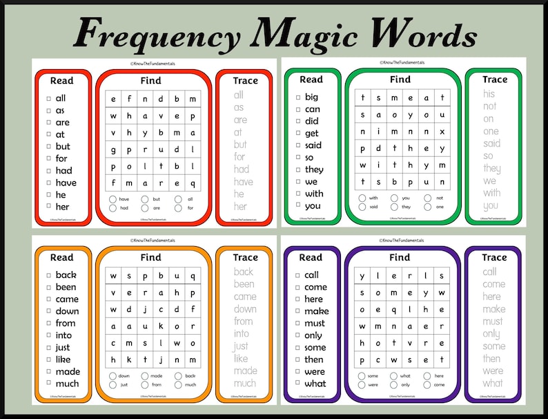 200+ High Frequency Words CVC List Sight Words Kindergarten Grade 1 ...